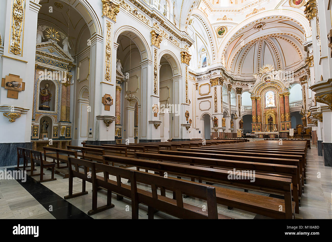 Inside of Our Lady of Consuelo church in Altea, province of Alicante ...