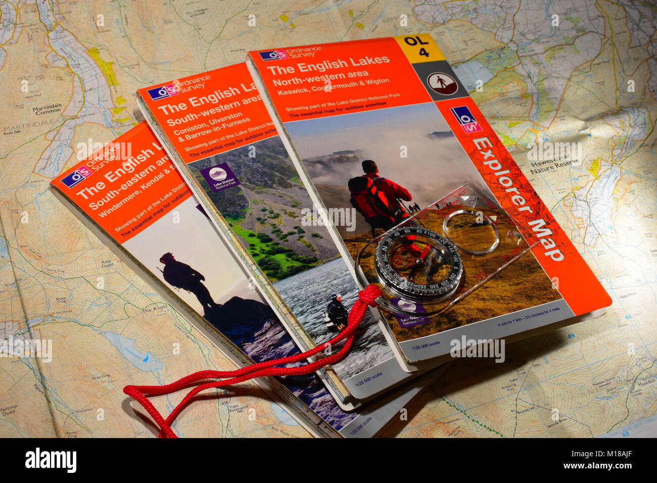 Map reading Compass and Ordinance Survey Maps Stock Photo - Alamy