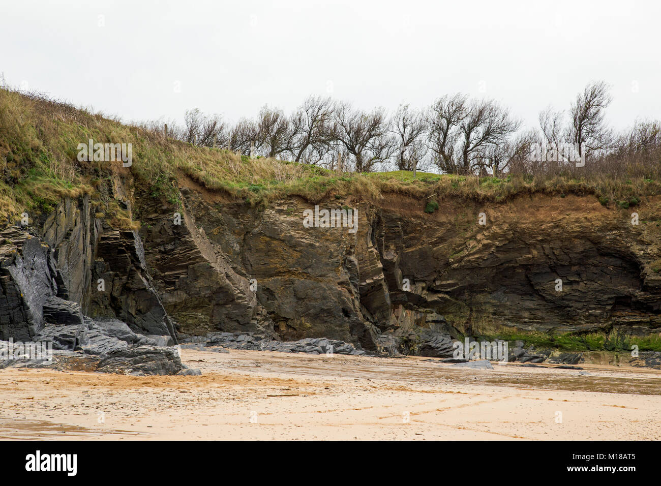 Beach scene at Newquay Cornwall Stock Photo - Alamy
