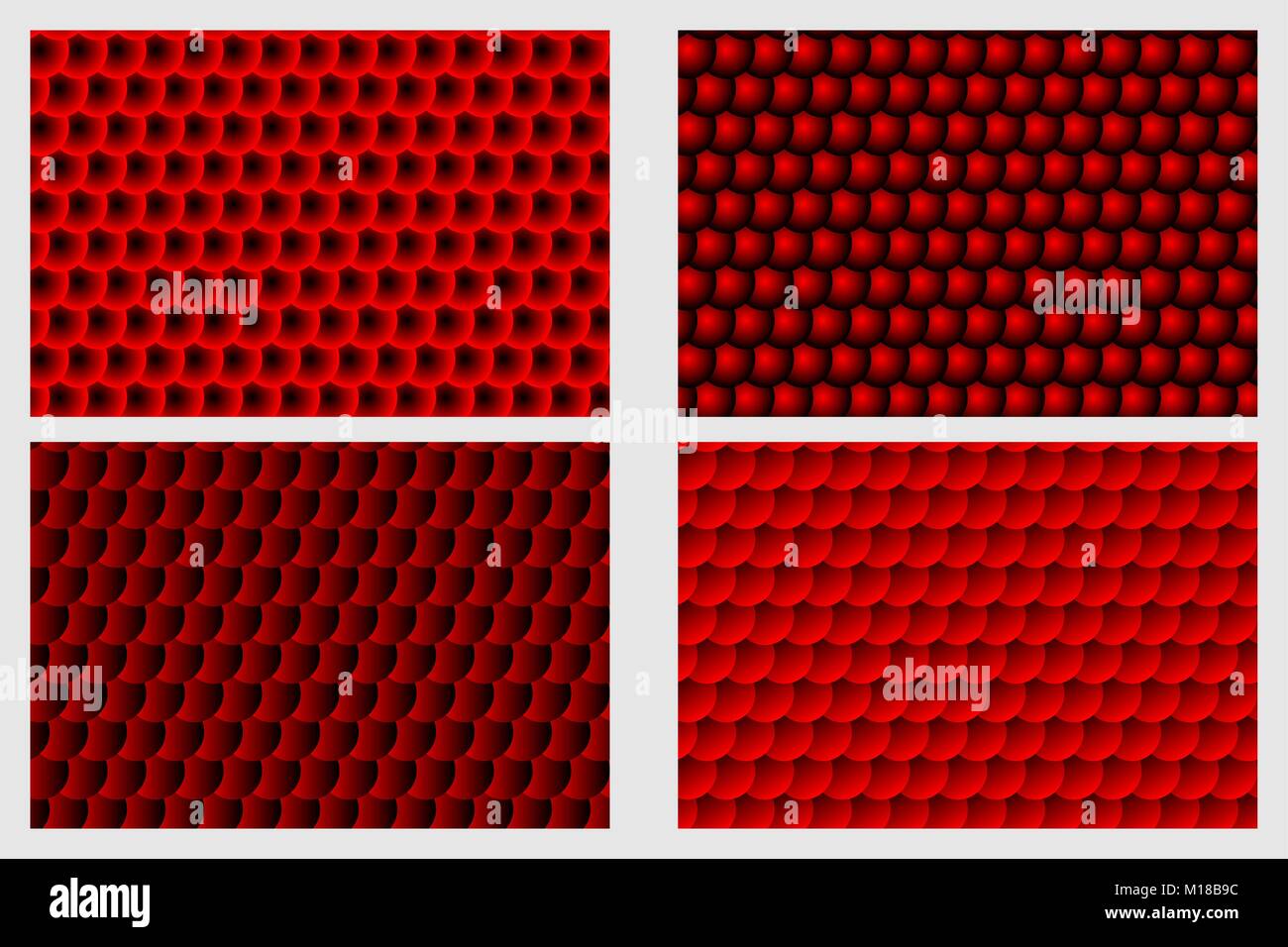 Fish scale pattern, Simple circular background - red set - vector ...