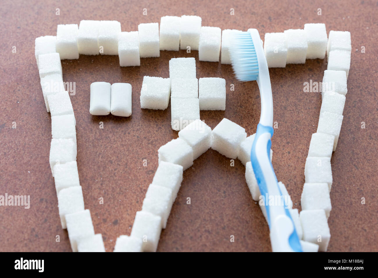 preventive maintenance of caries. Toothbrush and chewing gums Stock ...