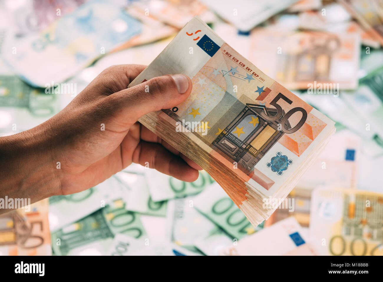 Euro cash stack closeup Stock Photo - Alamy