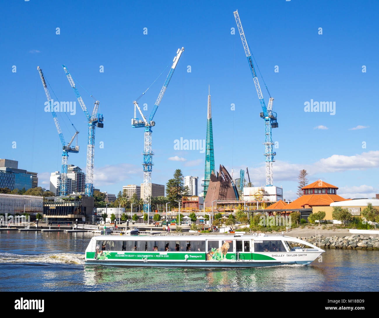 A ferry departing from Elizabeth Quay, a new development in Perth, the ...