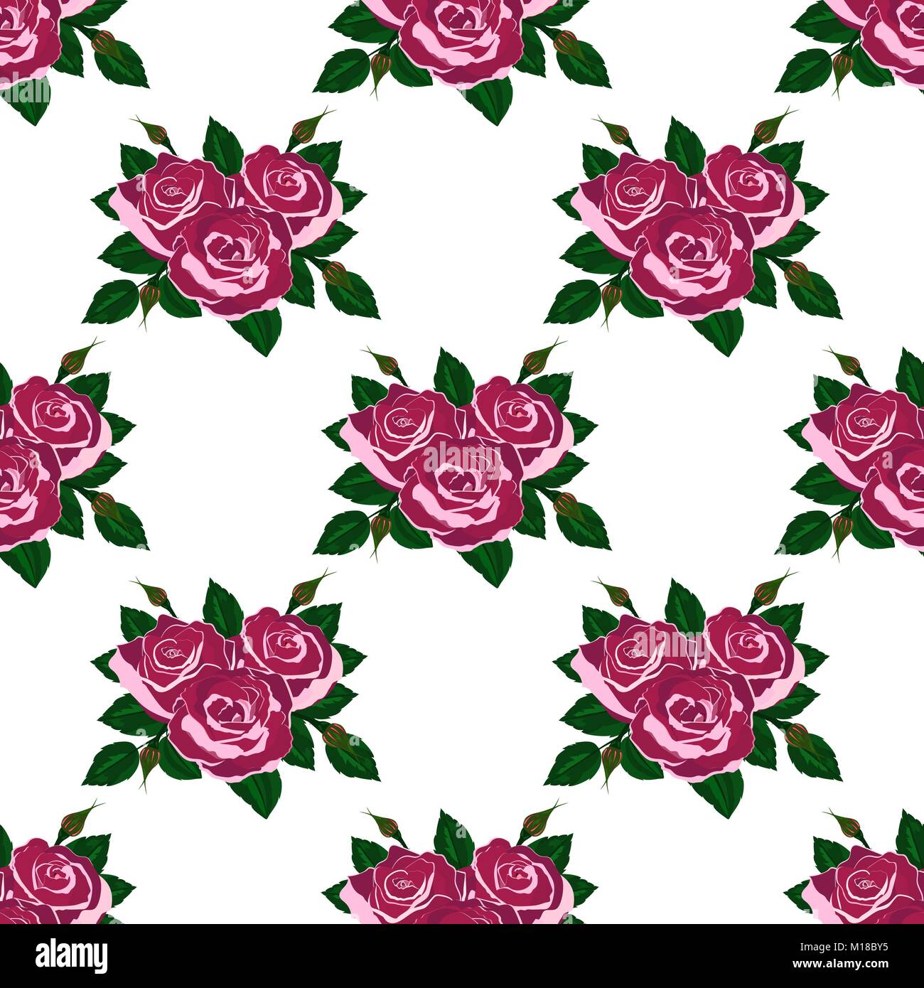 Seamless wallpaper pink roses Stock Vector Images - Alamy