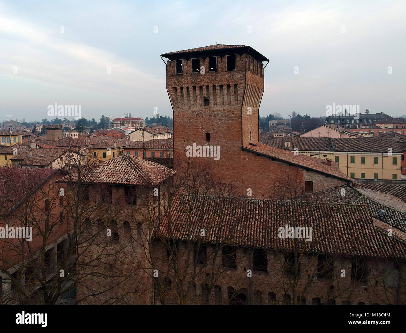 Montecchio Emilia castle, Fortress Reggio Emilia, Italy, aerial view ...