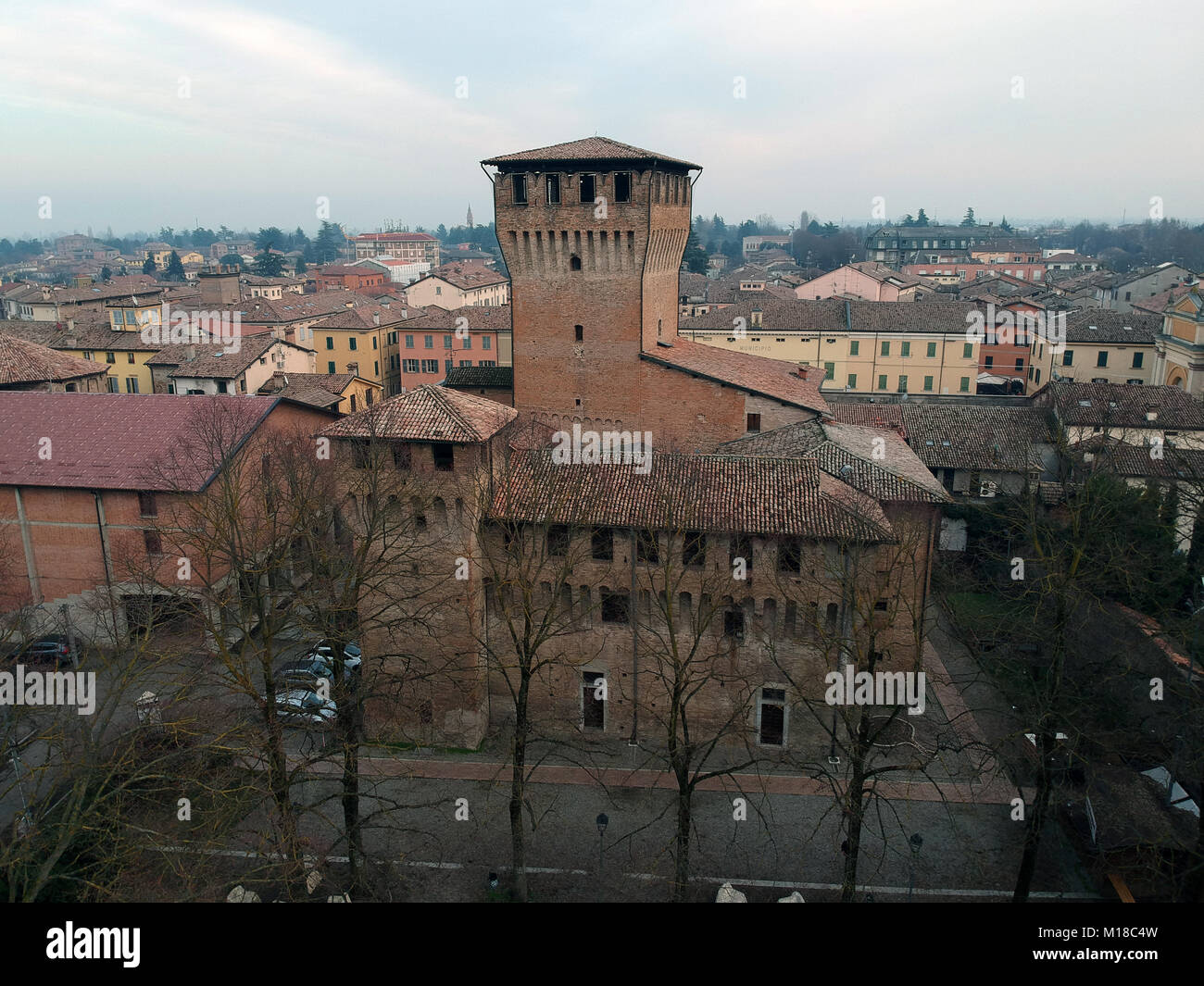 Montecchio Emilia castle, Fortress Reggio Emilia, Italy, aerial view ...