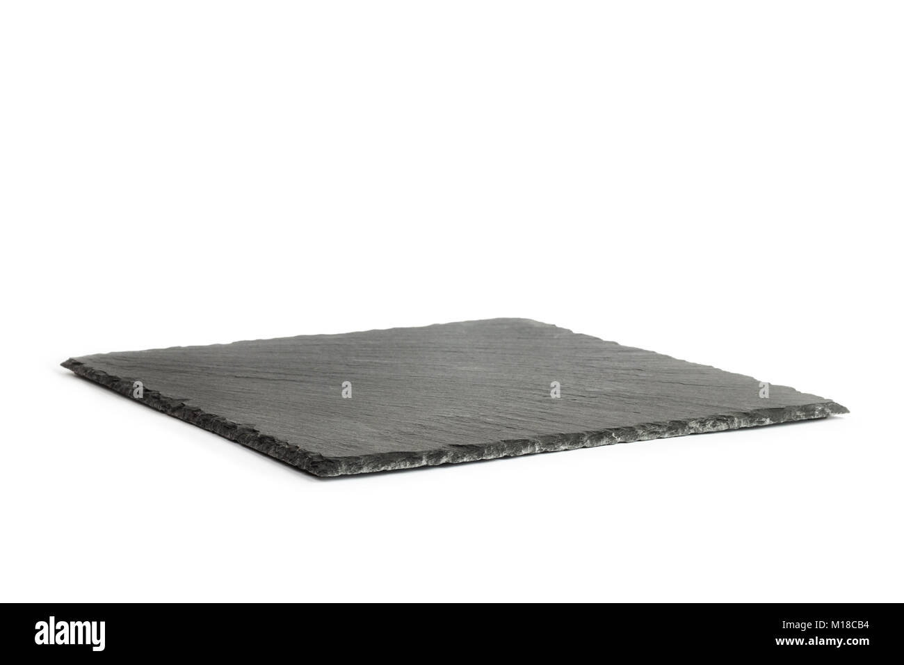 Empty black slate plate isolated on white background. slate board ...