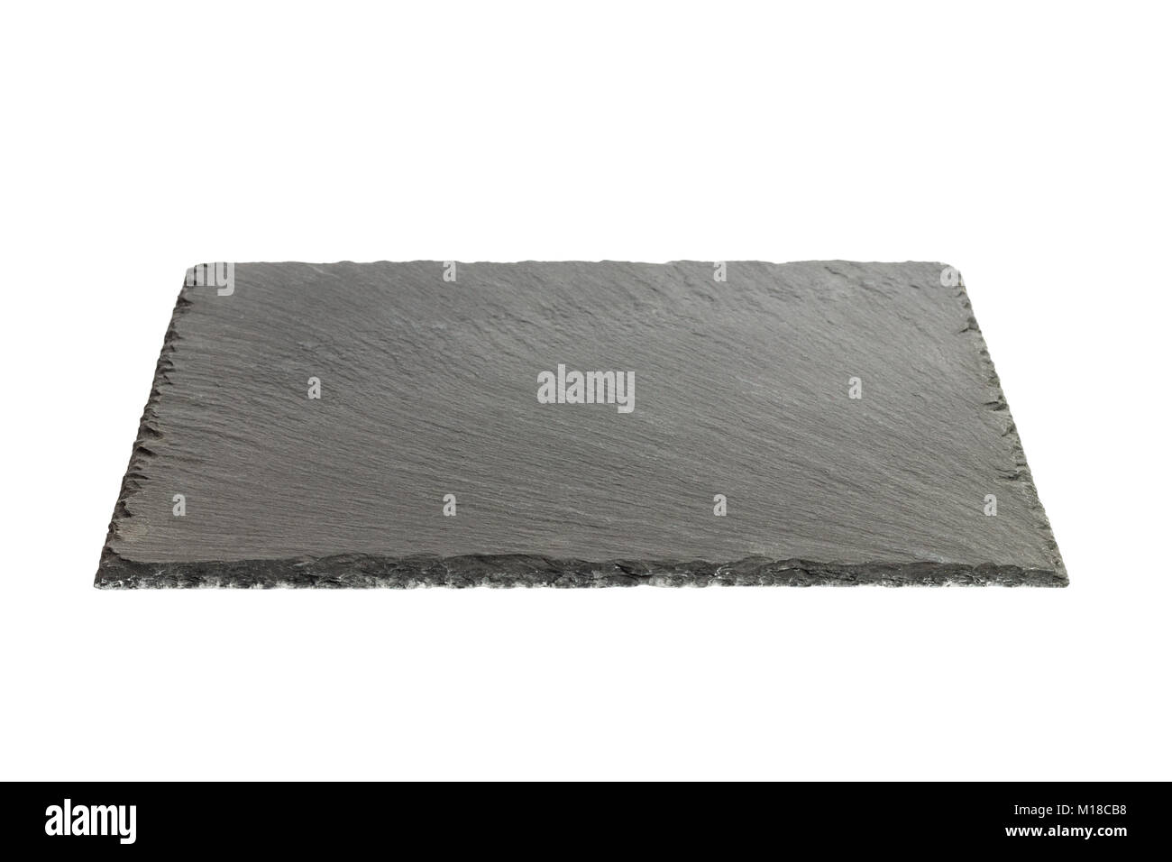 Empty black slate plate isolated on white background Stock Photo - Alamy
