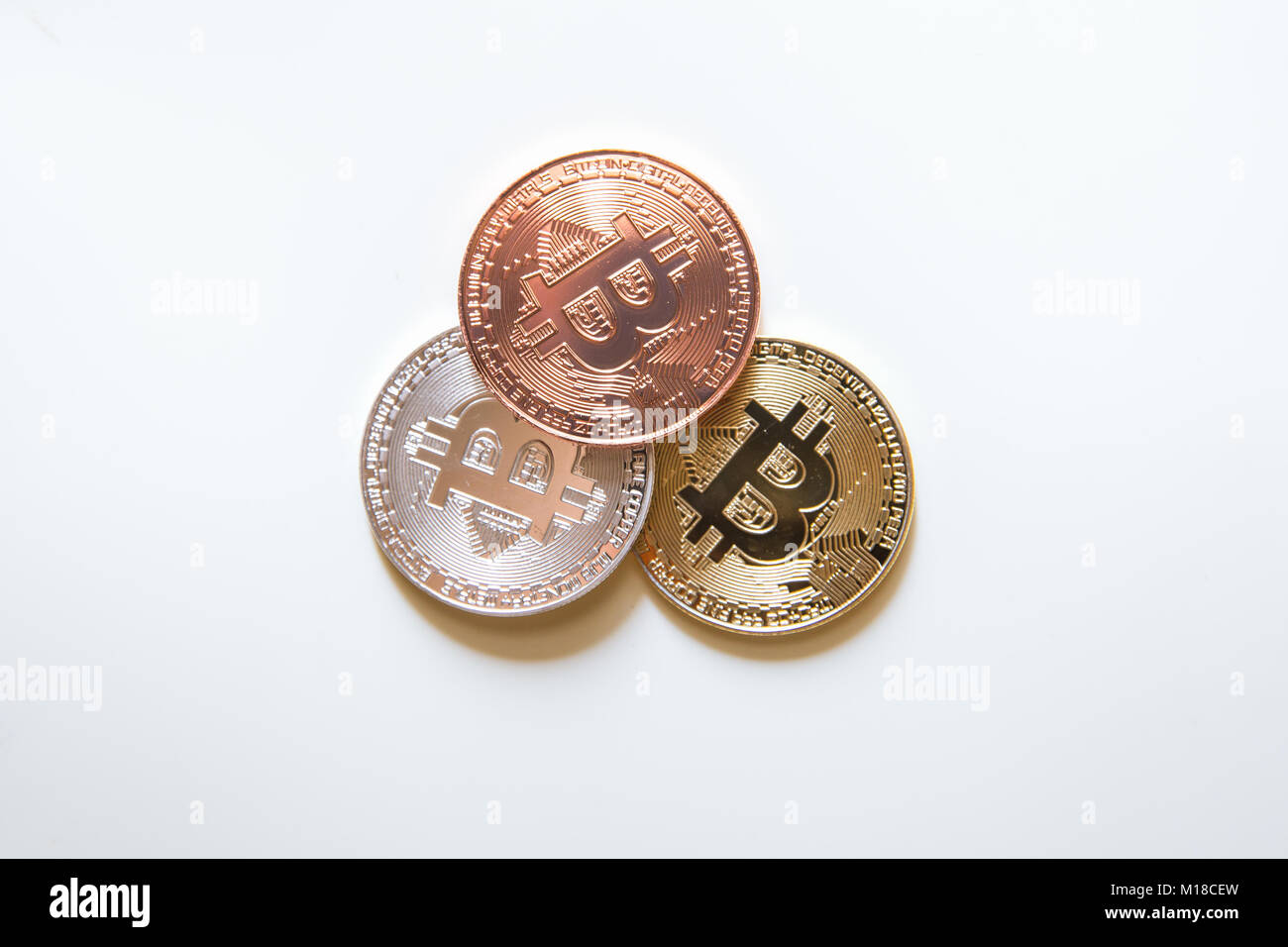 gold copper silver bitcoin isolated on white background Stock Photo - Alamy