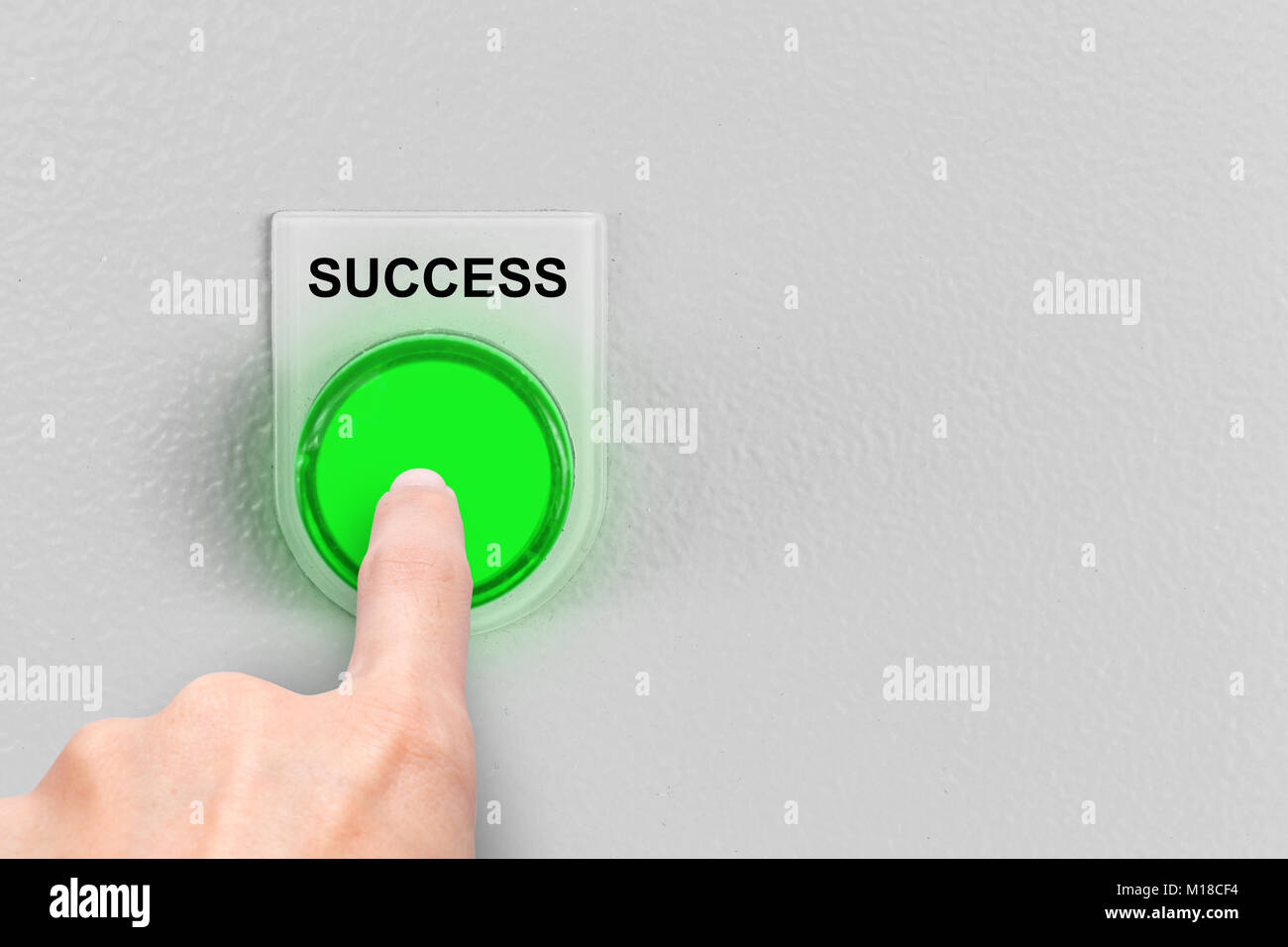 man finger press business success button concept Stock Photo - Alamy