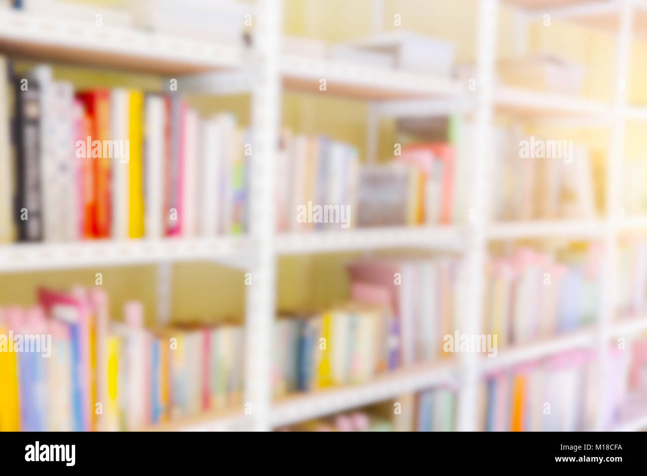 blur bookshelf in library for education literature background Stock ...