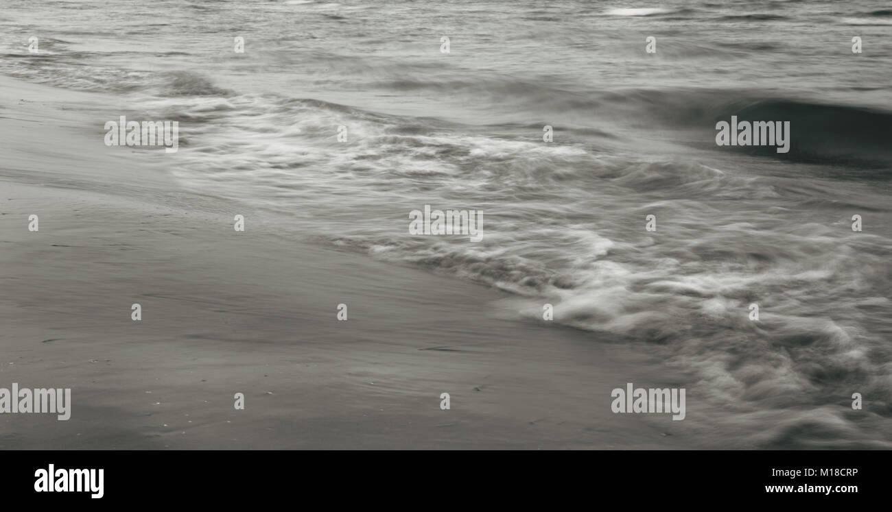 quiet mood silence emotion ocean wave blur beach vintage art mono tone ...