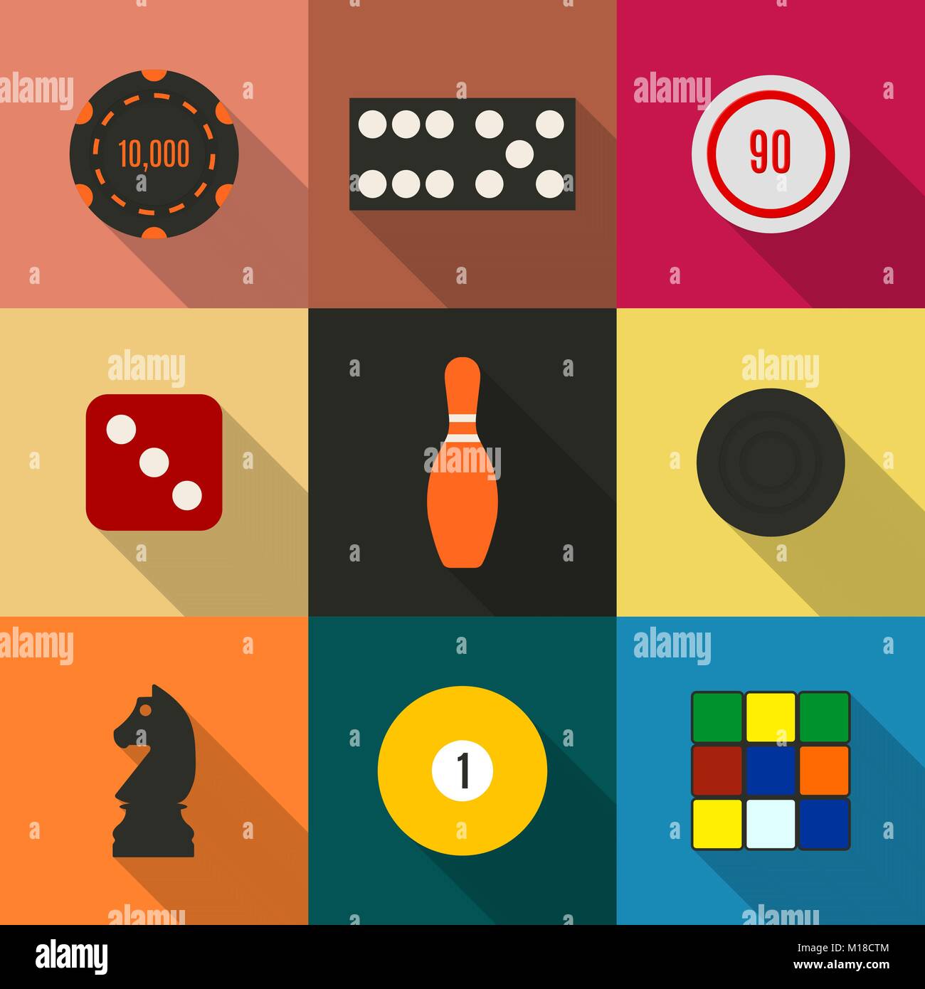 Various game icons isolated on white background. Checkers, chess ...