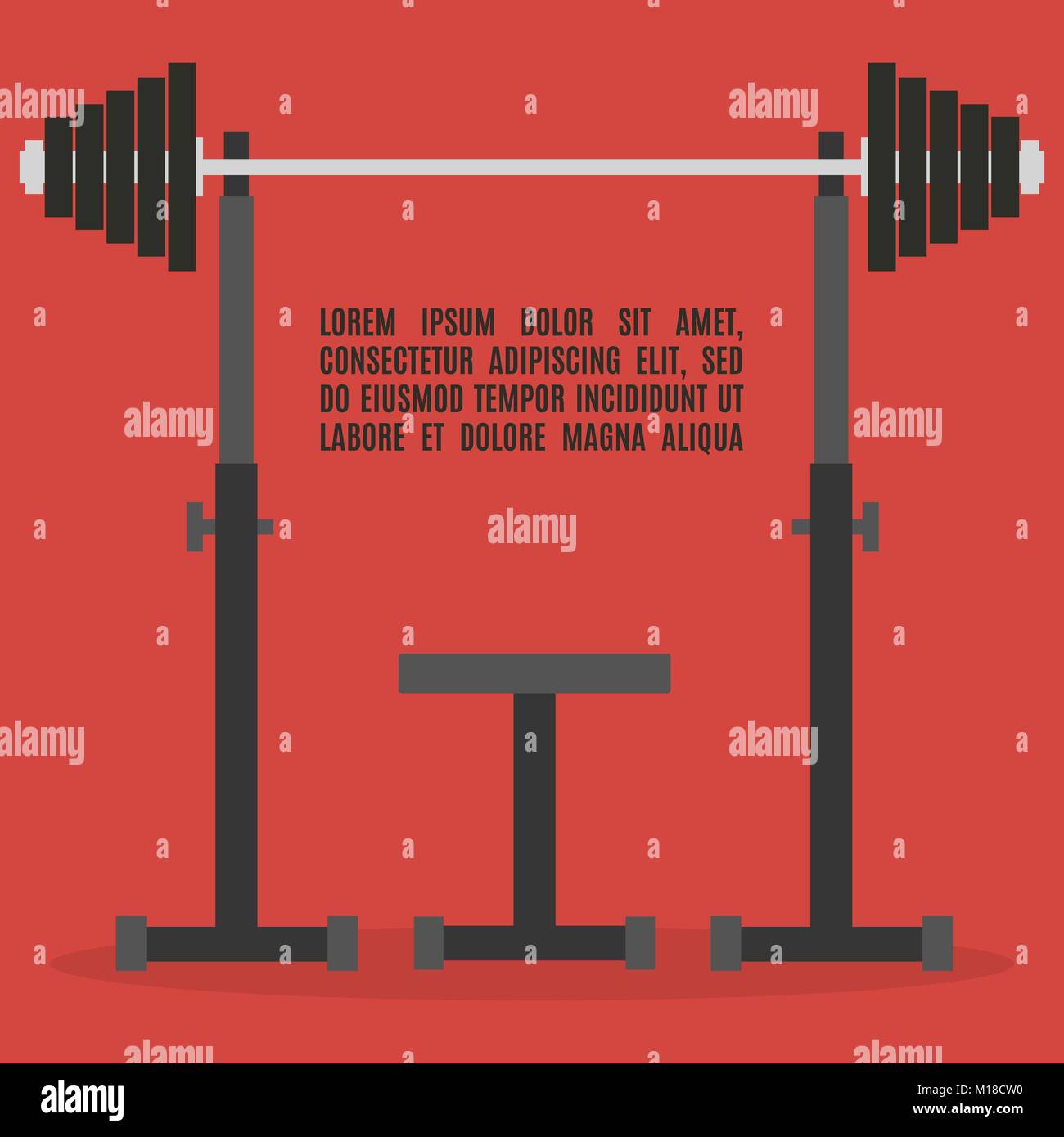 Sports equipment item. Barbell bench press, element design for gym ...