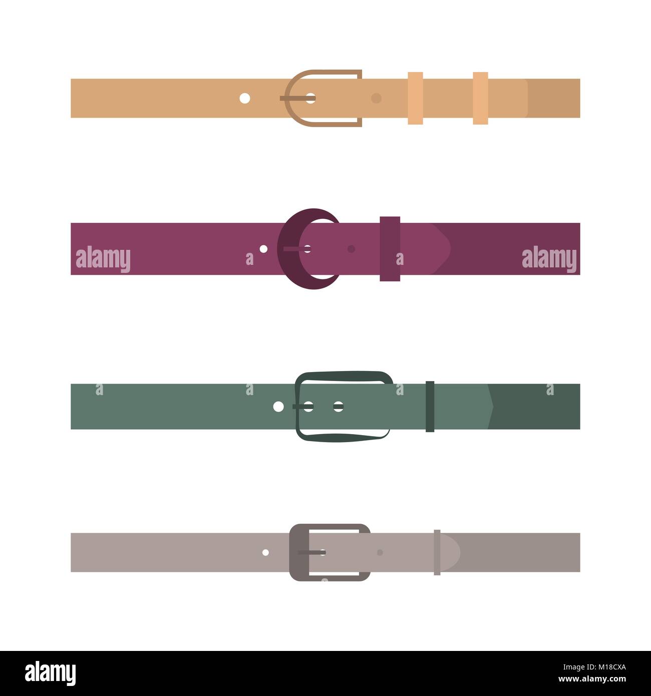 Set of different colored belts isolated on white background. Element of ...