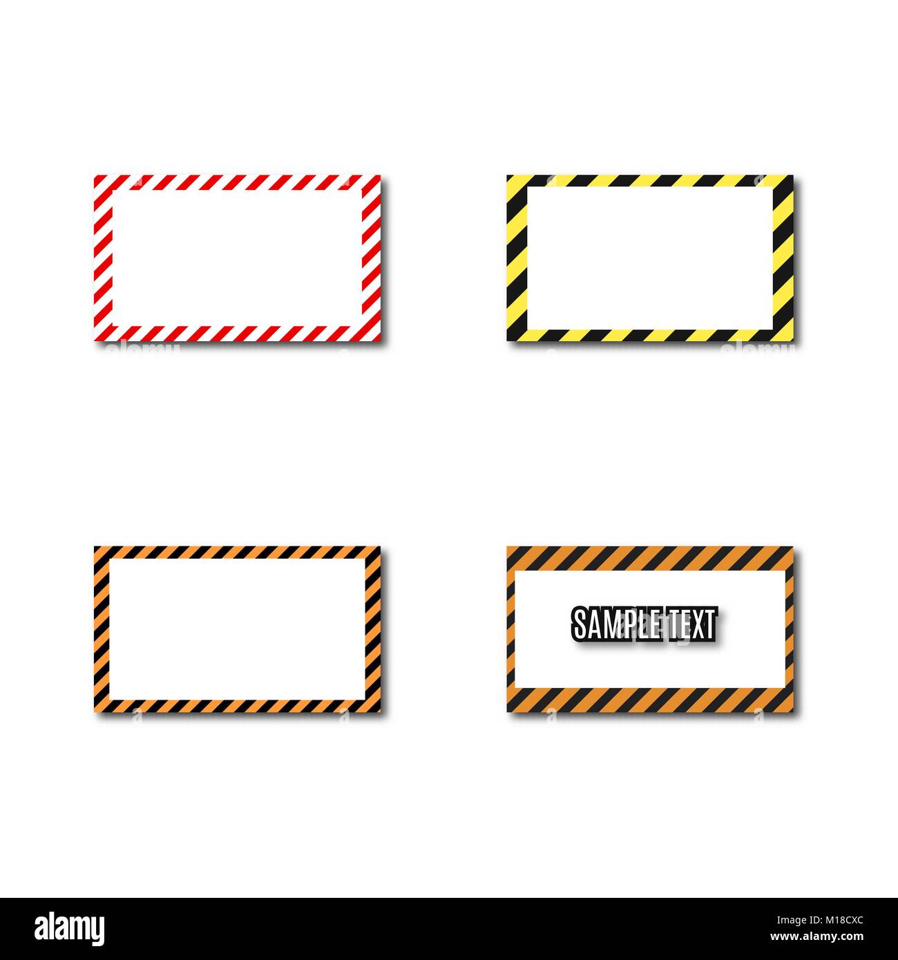 Set of different frames with slanted black and yellow stripes, isolated ...