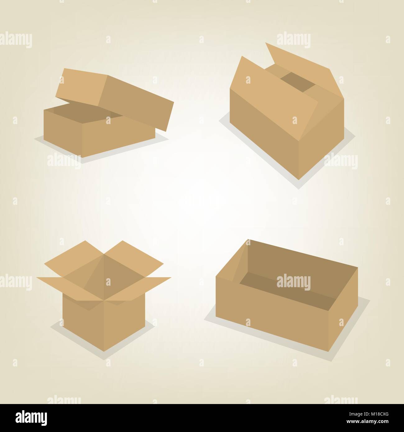 Set of cardboard box icons isolated on white background. Flat style ...