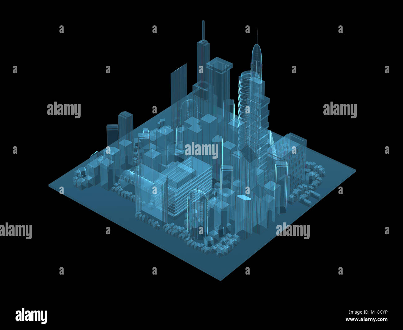 Part of the city in x-ray. 3d rendering Stock Photo - Alamy