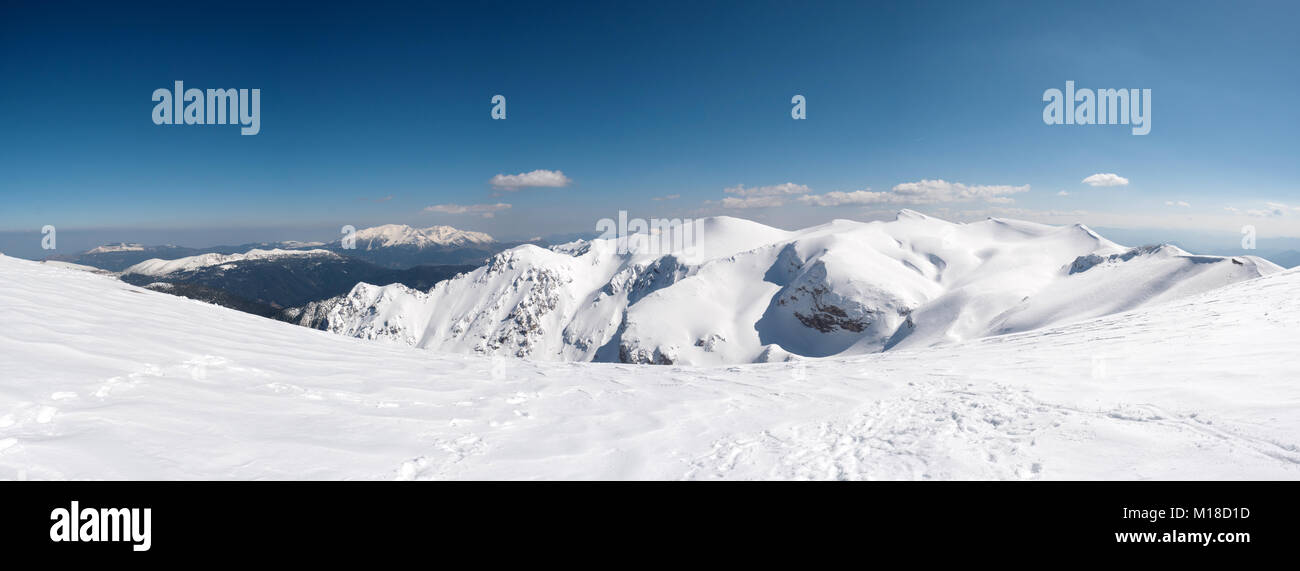 Landscape of Helmos mountain covered with snow in a sunny day,Kalavrita ...
