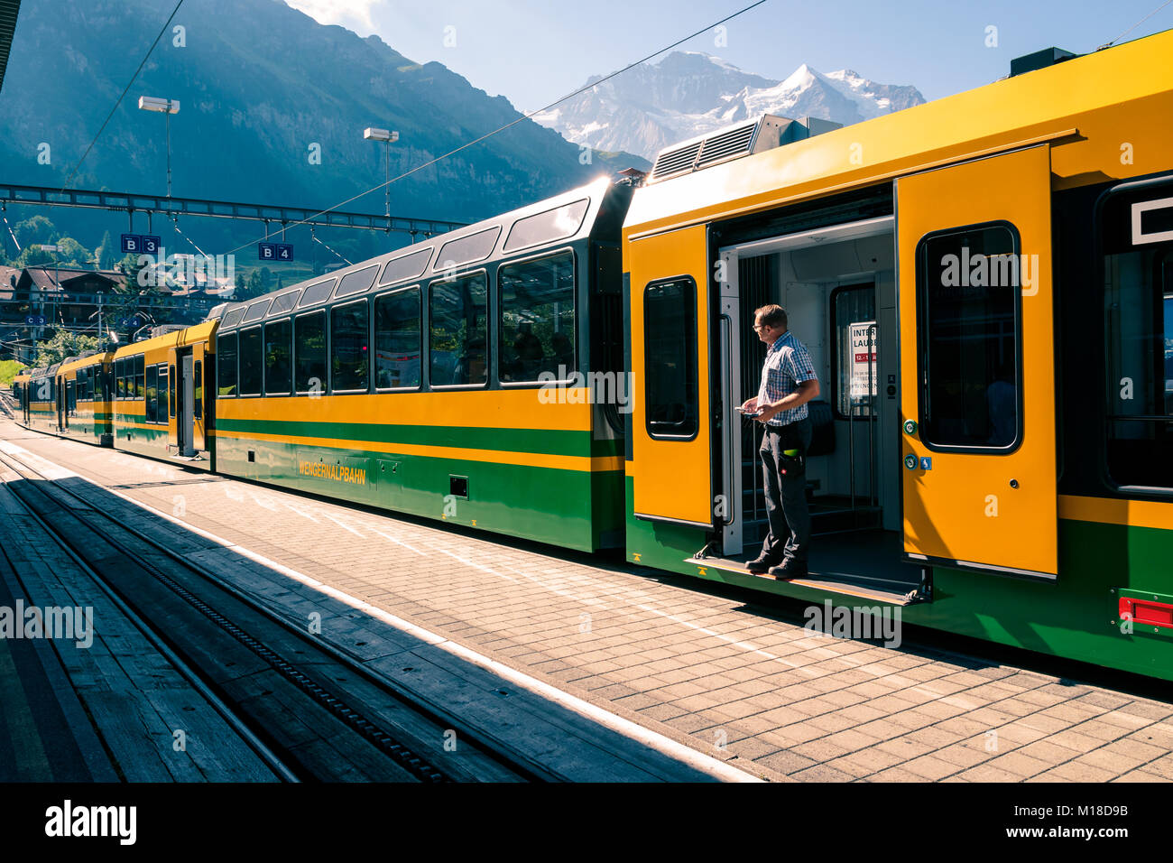 Wengen, Bernese Oberland, Switzerland - AUGUST 5, 2017 : Wengernalpbahn ...