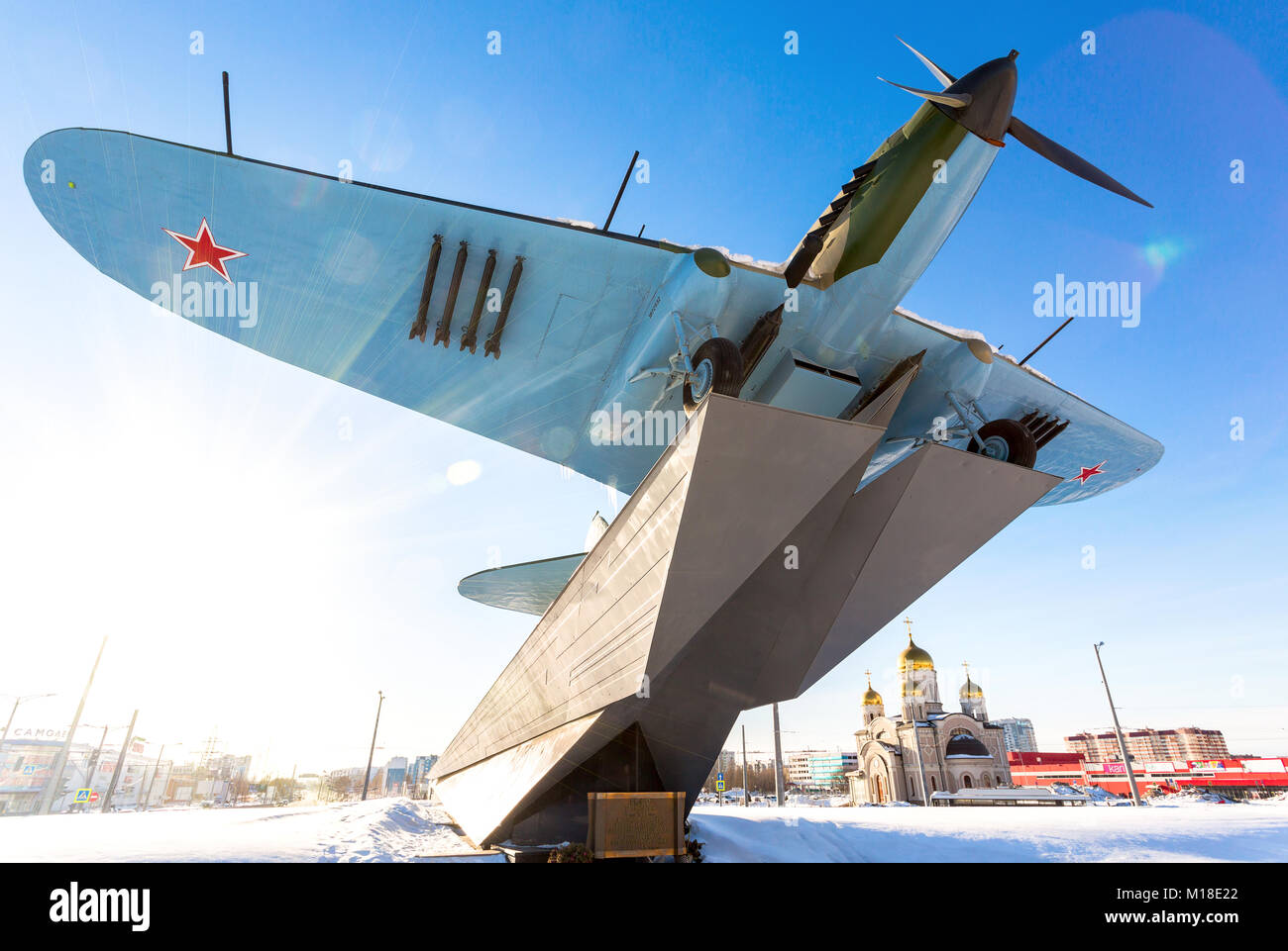 Samara, Russia - January 28, 2018: Monument to low-flying attack ...