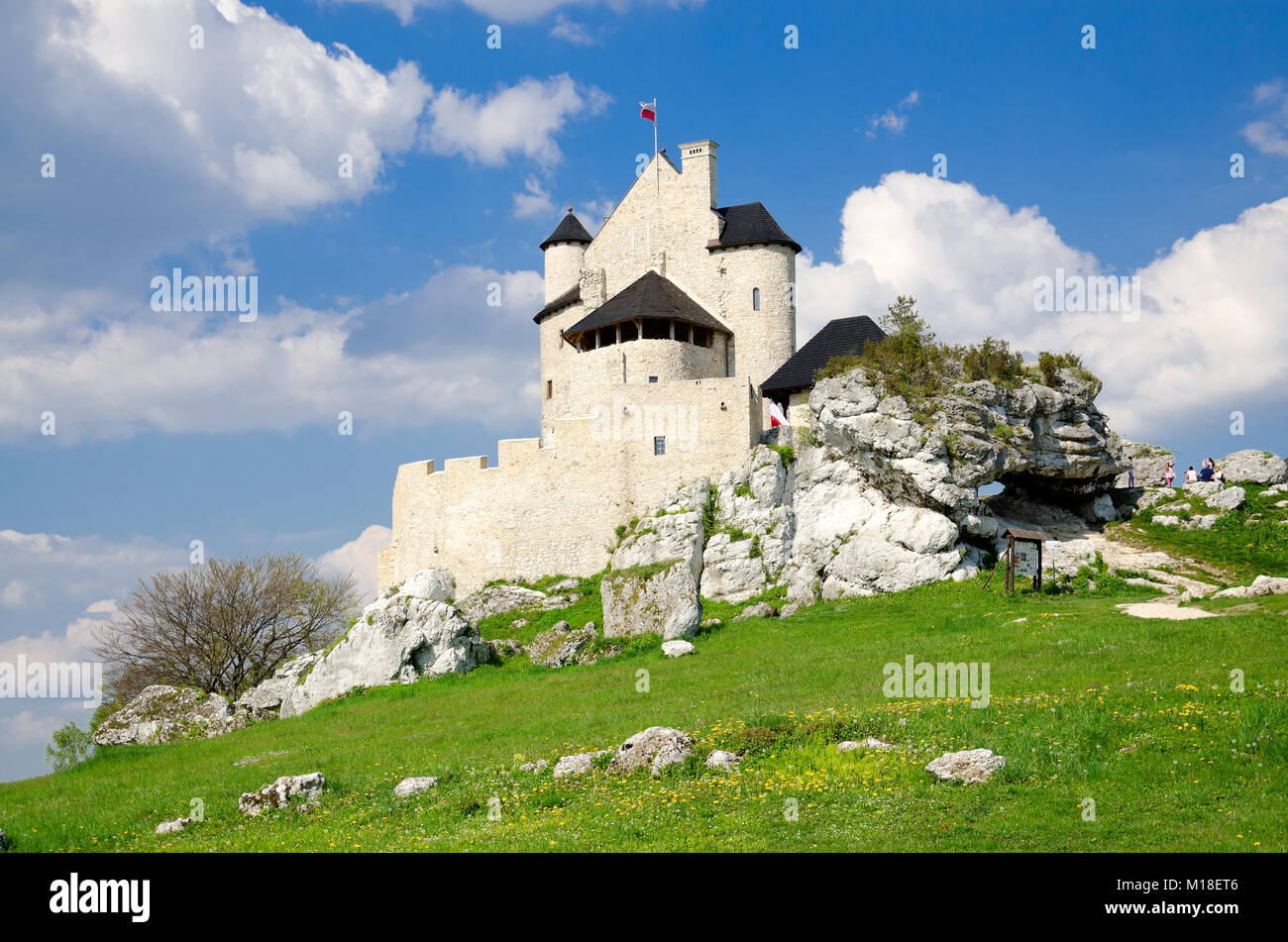 14th-century royal castle in Bobolice, rebuilt from the ruins in 1999 ...