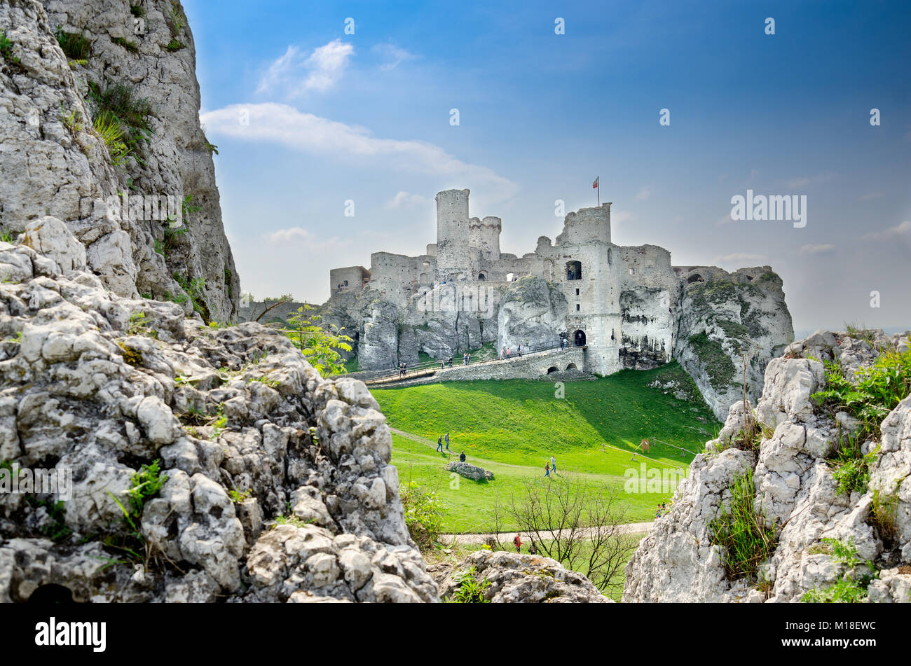 Ruins of medieval royal castle Ogrodzieniec in Podzamcze village, part ...