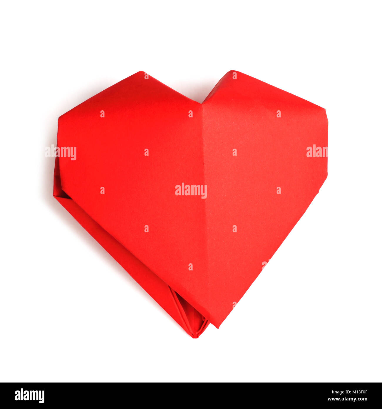 Red origami heart isolated on white background, Valentines day concept ...