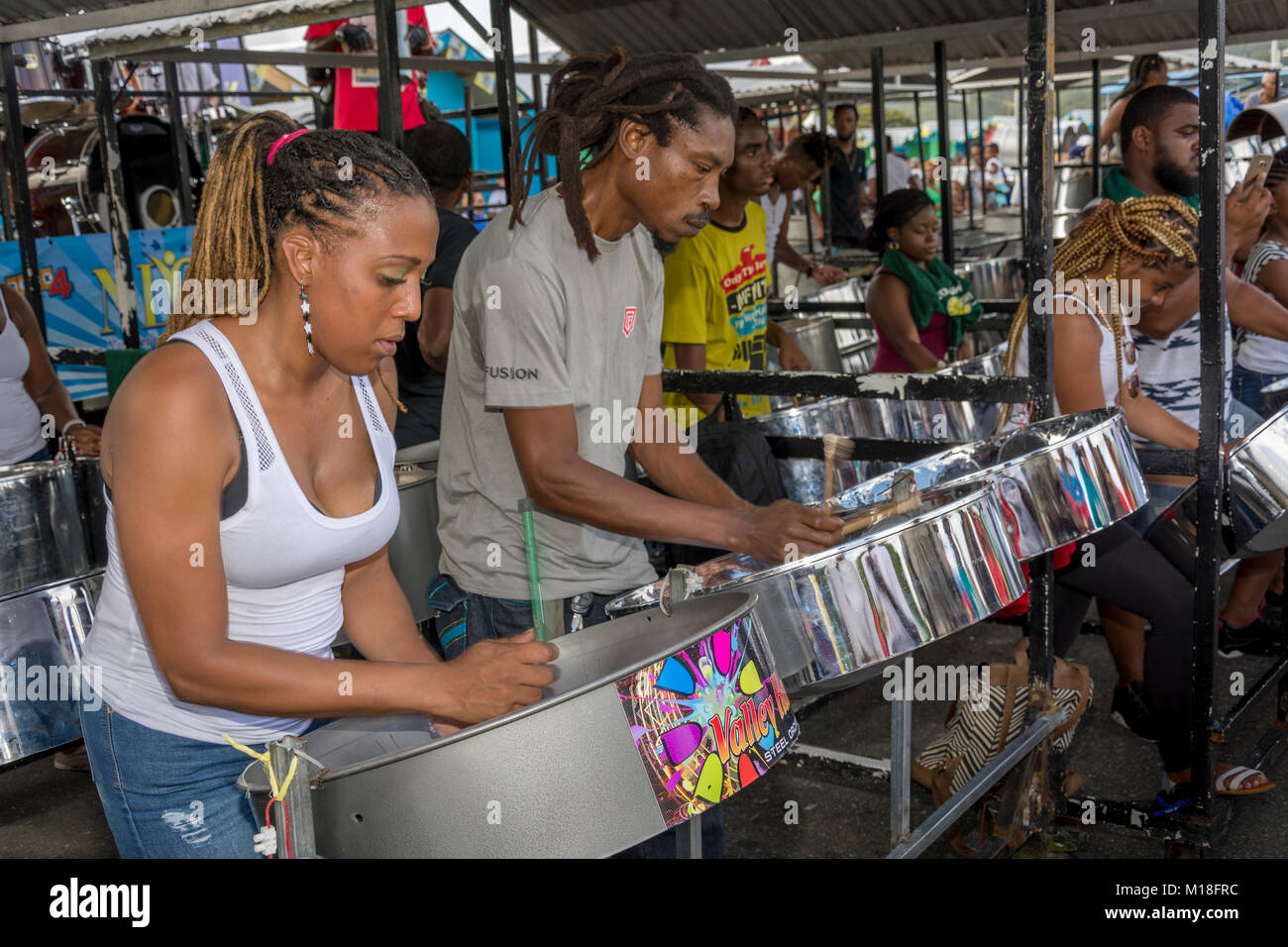 Bands prepare before going on stage at the annual Panorama competition ...