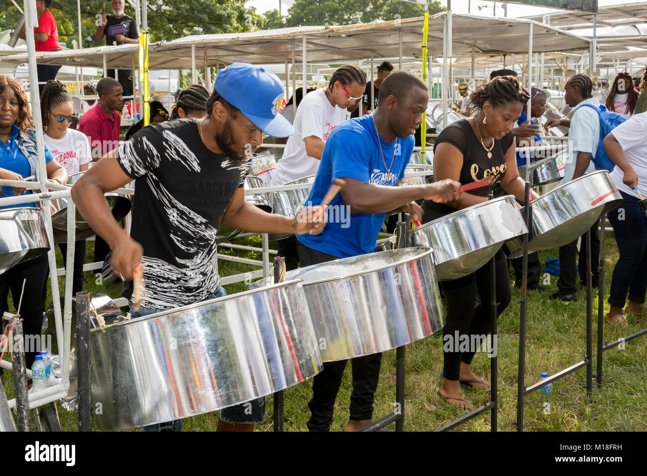Bands prepare before going on stage at the annual Panorama competition ...