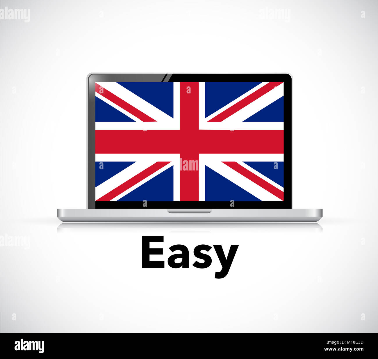 Study english online concept. Laptop computer, illustration design ...