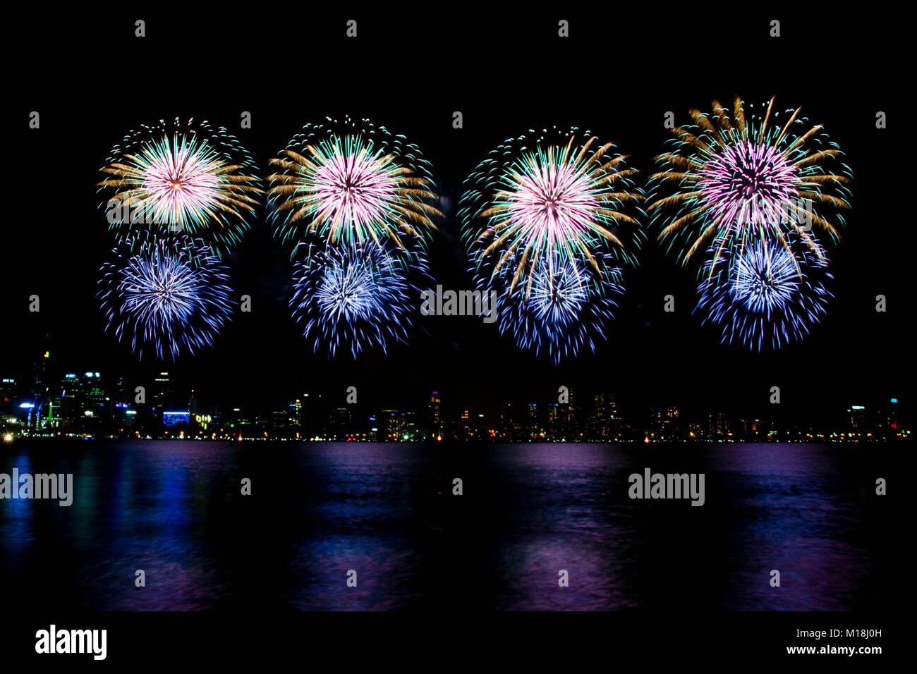 Australia Day 2018 Fireworks - Perth Stock Photo - Alamy