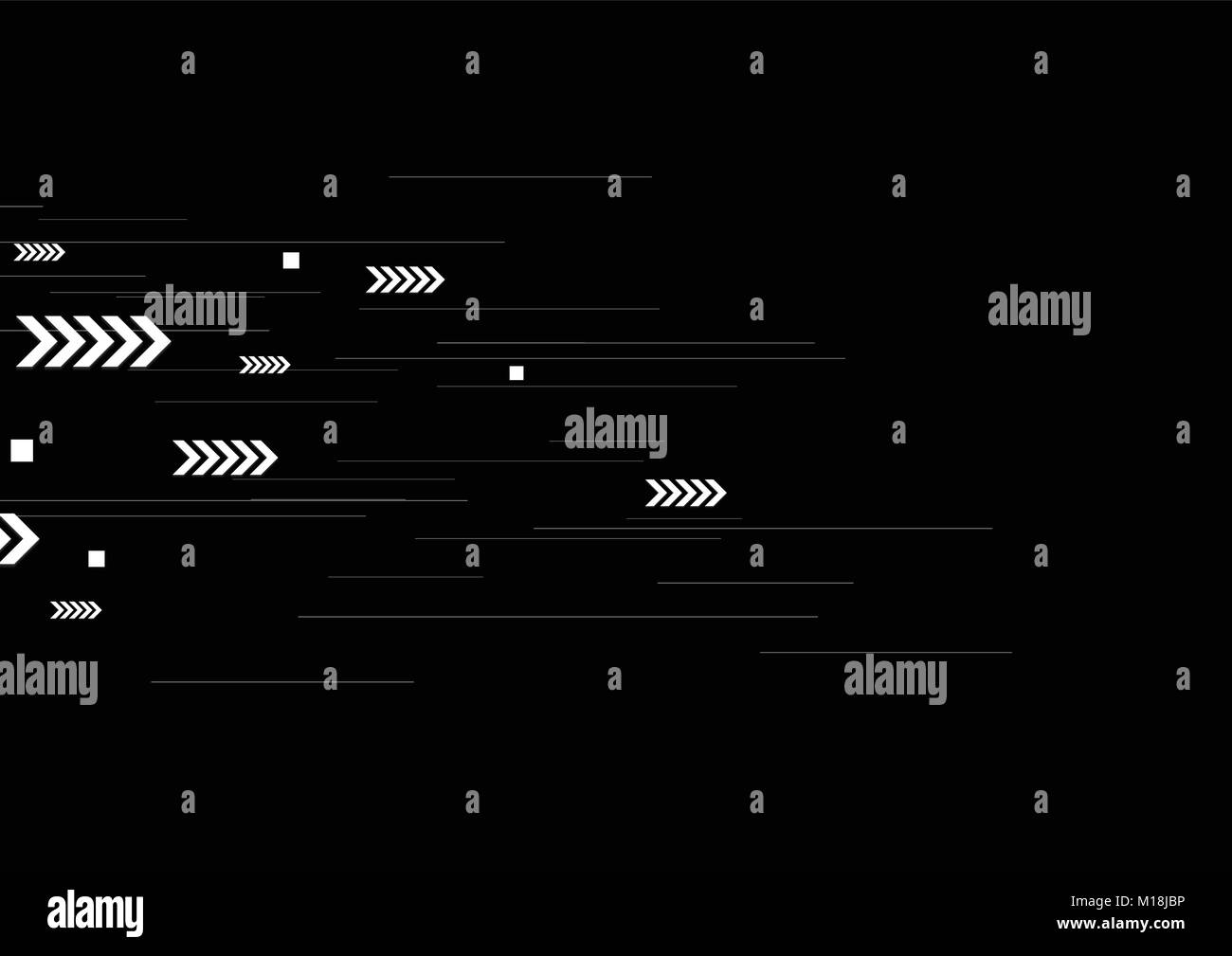 Black tech background with white lines and arrows. Vector design ...