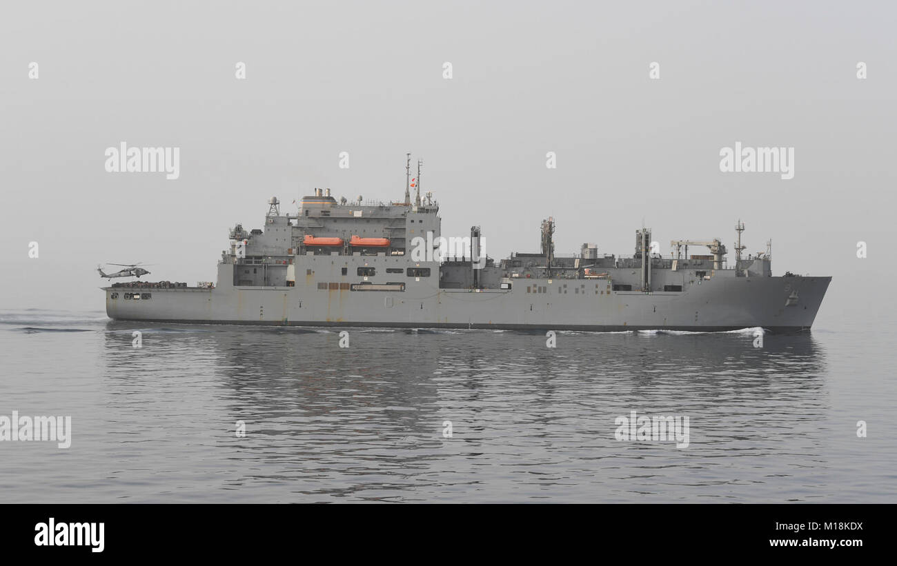 ARABIAN GULF (Jan. 25, 2018) The dry cargo and ammunition ship USNS ...