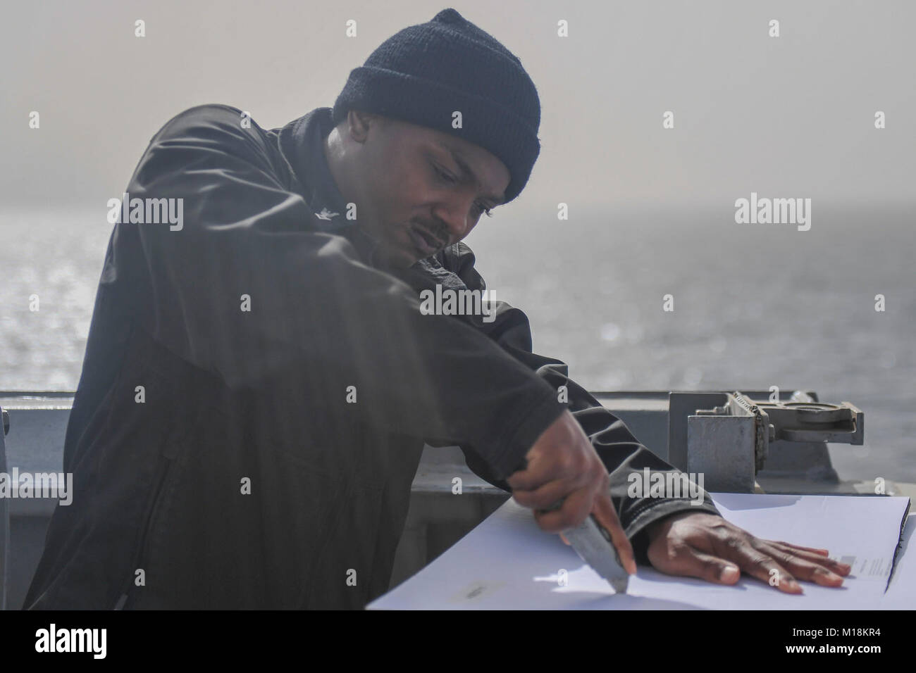 ARABIAN GULF (Jan. 22, 2018) Quartermaster 3rd Class Jonathan Harris ...