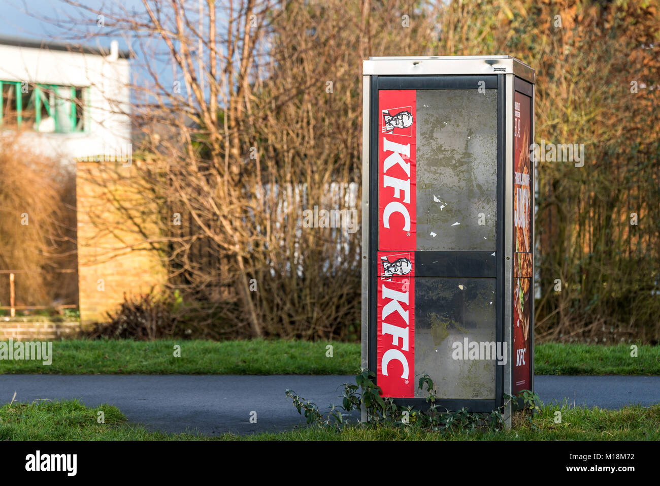 Northampton UK January 10 2018: KFC Kentucky Fried Chicken logo sign on ...