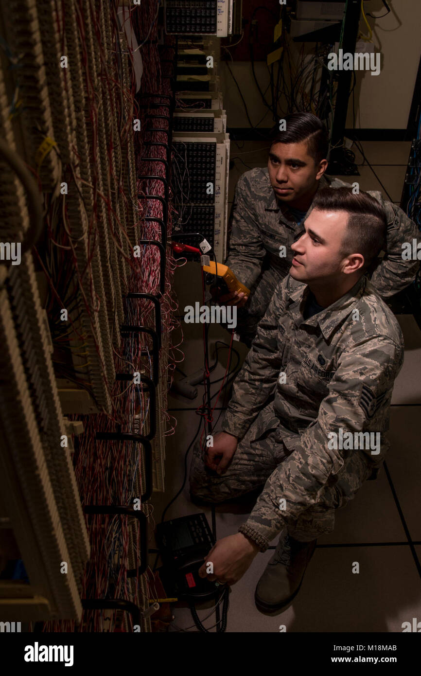 Airman First Class Zachary Brown, Cyber Transport Systems, is mentored ...