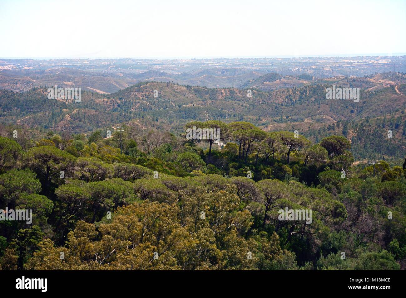 Elevated view across the Monchique mountains and countryside, Monchique ...