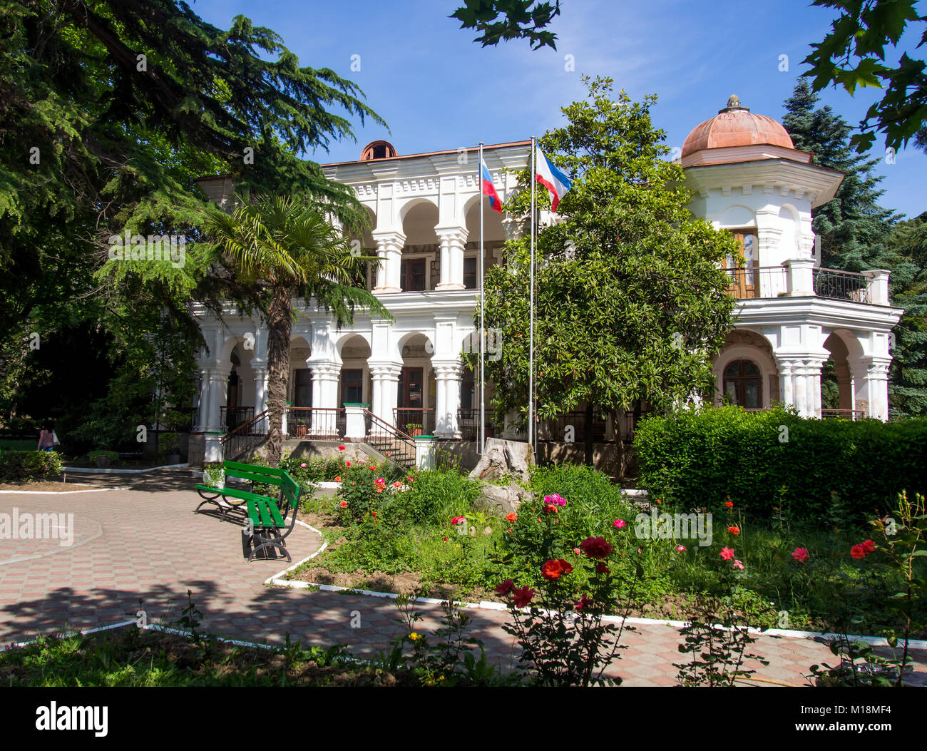 Alushta, Russia - June 02, 2016: Cottage merchant Stakheyeva park ...