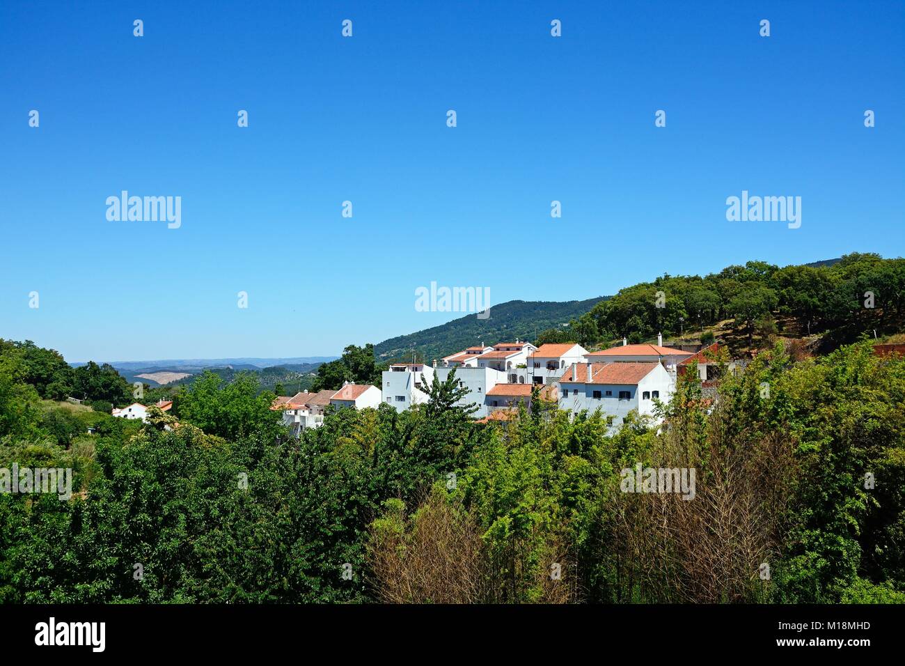 Elevated view of the mountains and countryside in the Monchique ...