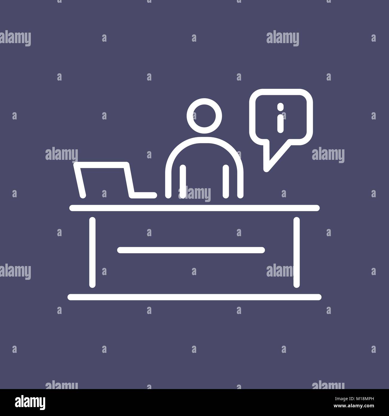 Reception desk business people icon simple line flat illustration Stock ...