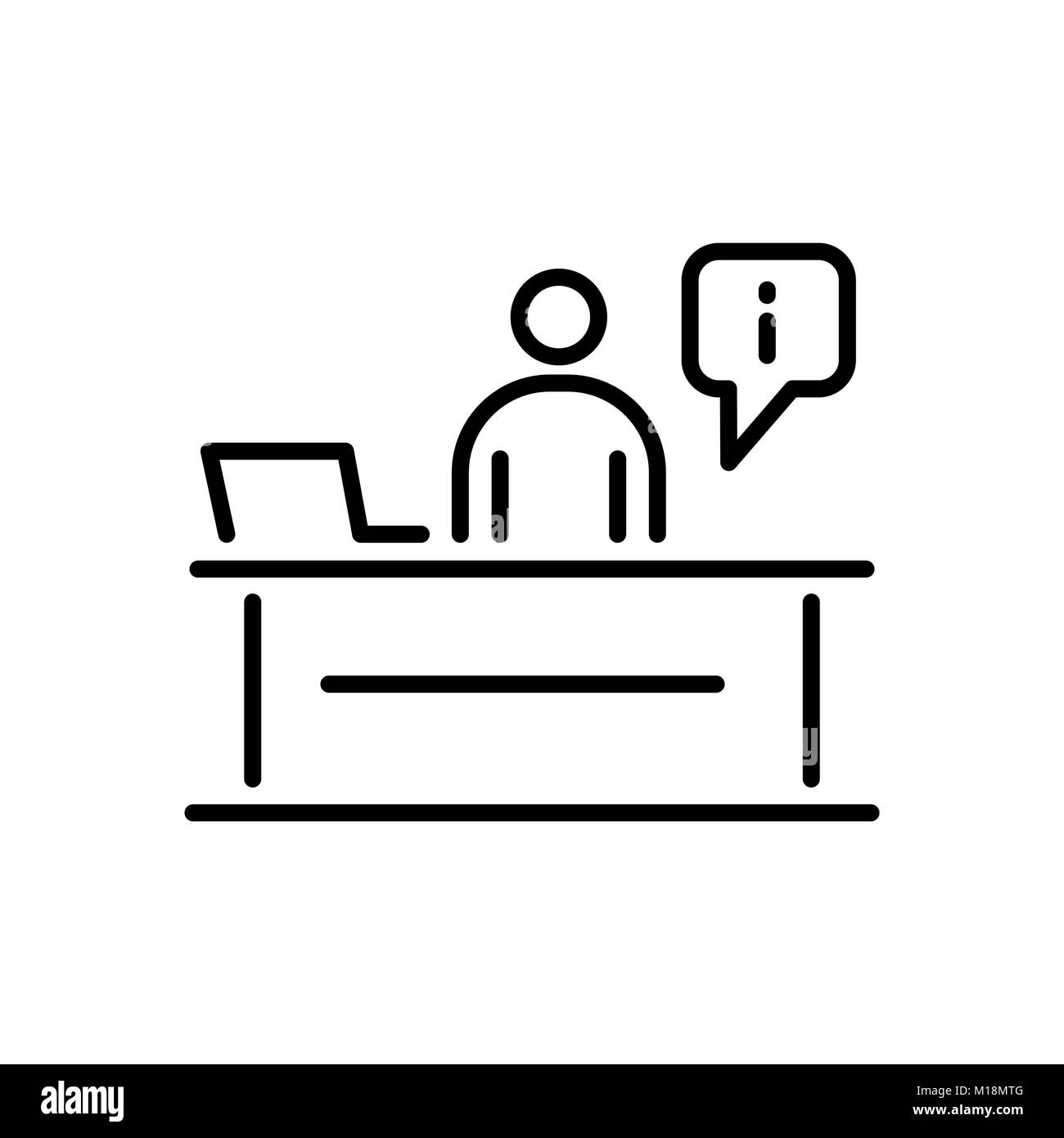 Reception desk business people icon simple line flat illustration Stock ... Reception desk business people icon simple line flat illustration Stock ...