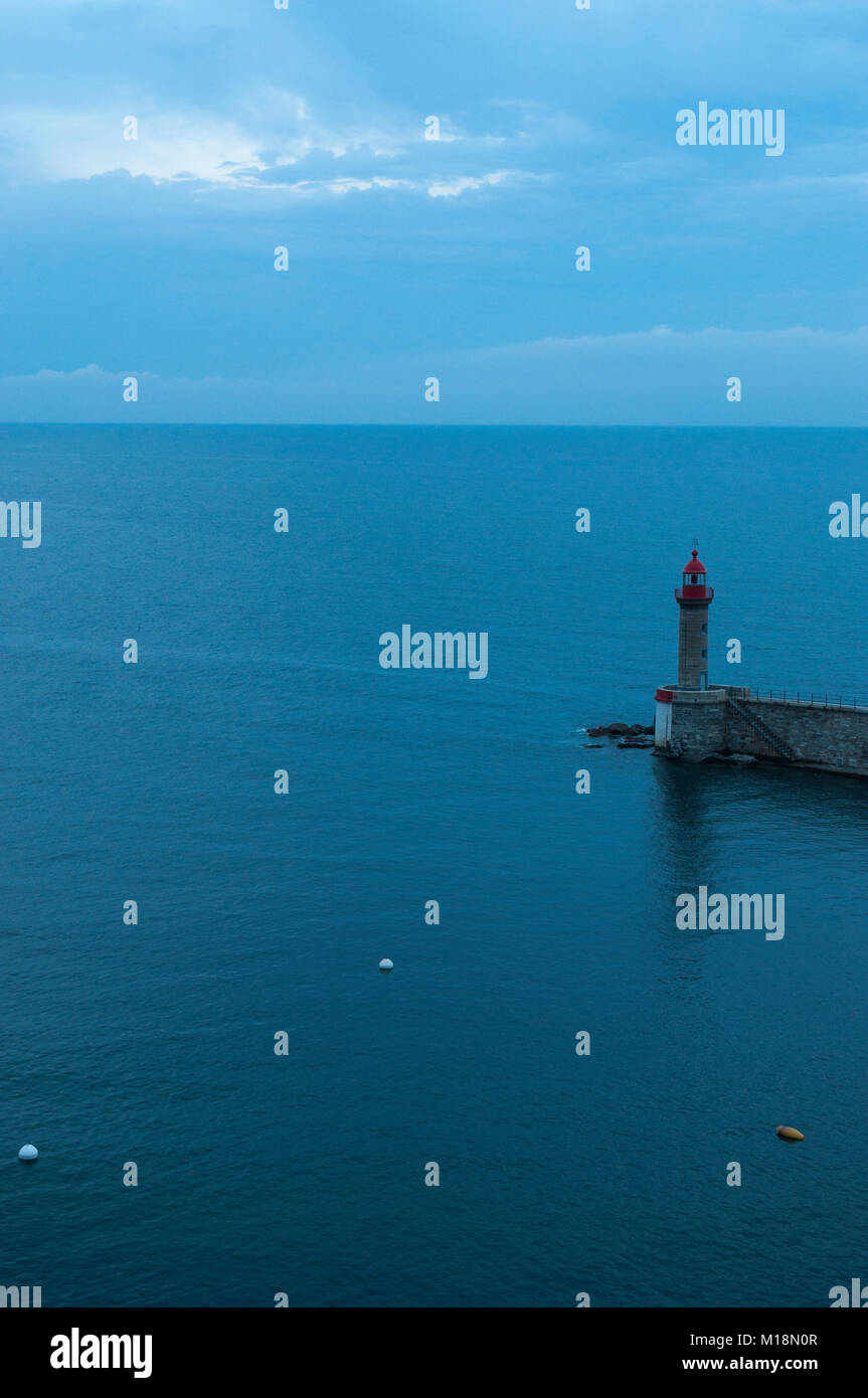 Corsica: the lighthouse of the old port (Vieux Port) in the old Citadel ...