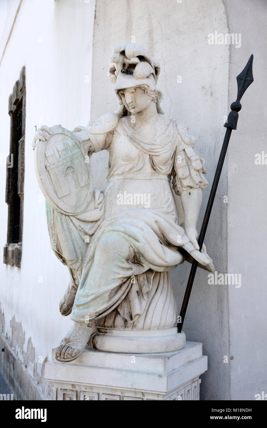 details of Pallas Athena statue in Budapest, Hungary Stock Photo - Alamy