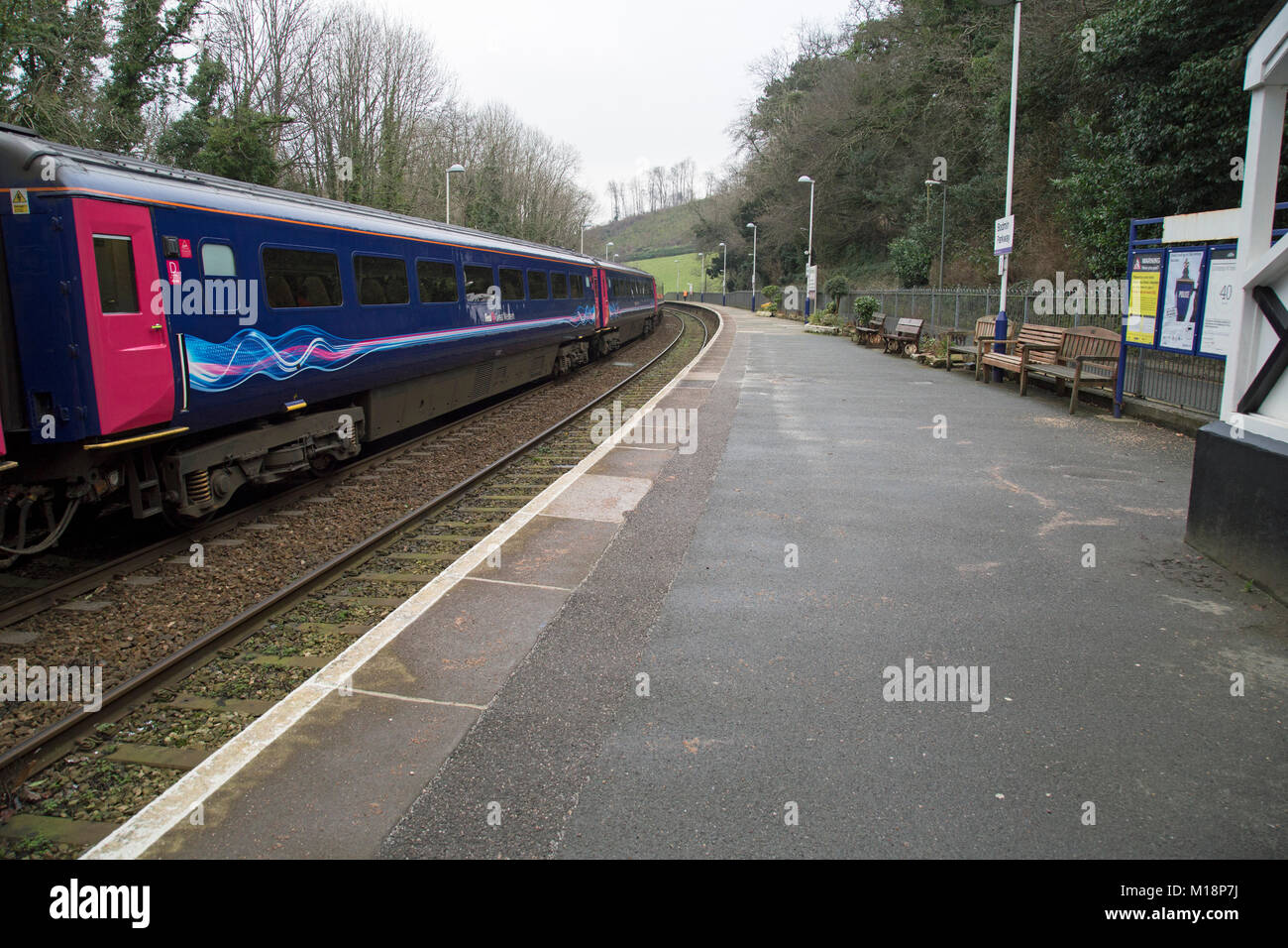 Cornwall, England, January 2018, views of Train stations in Cornwall ...