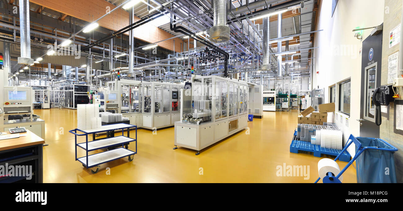 high tech factory - production of solar cells - machinery and interiors ...