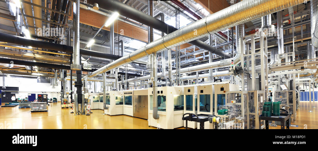 high tech factory - production of solar cells - machinery and interiors ...