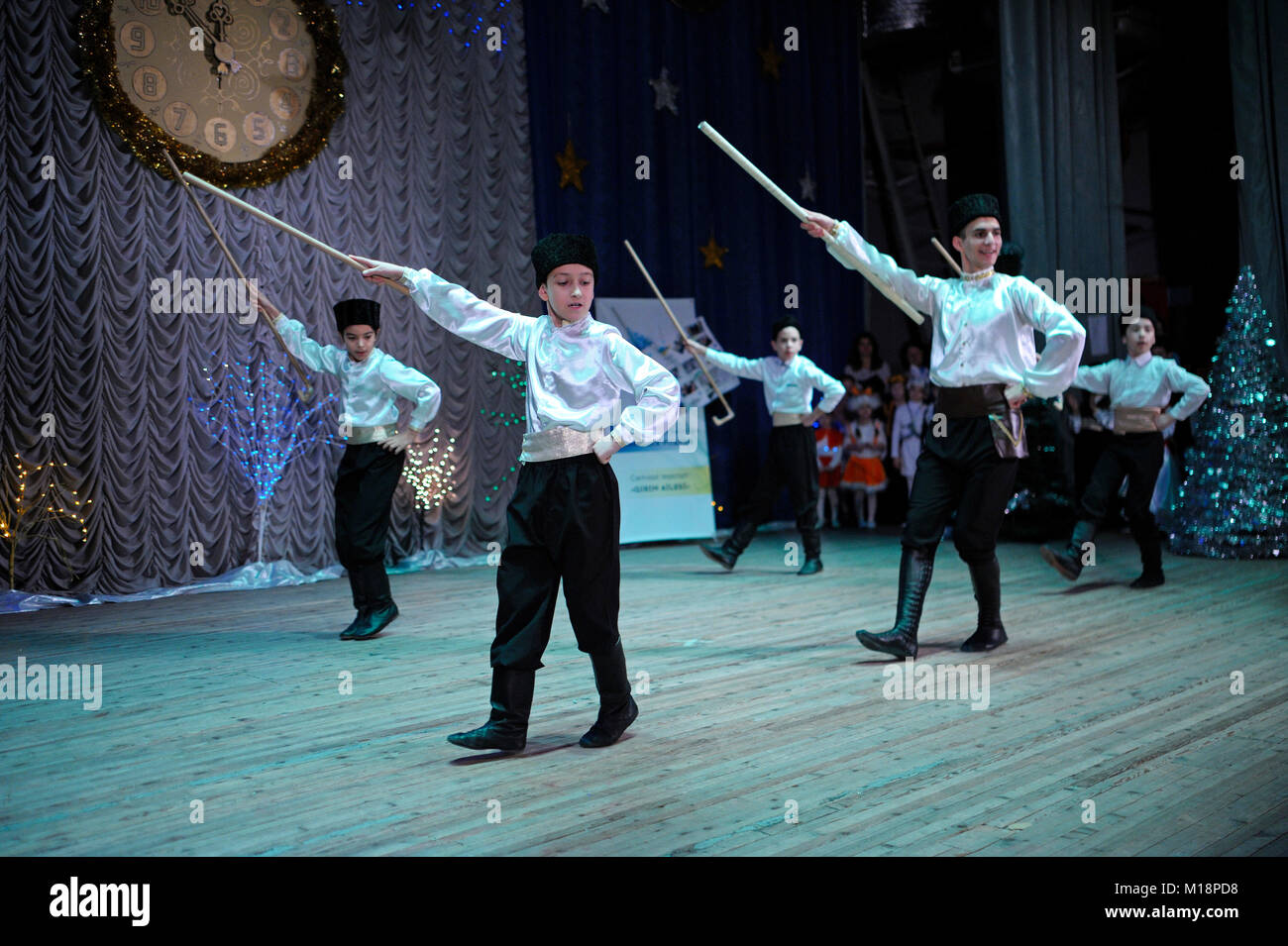 Crimean tatar children dancers in native dress performing native dance ...