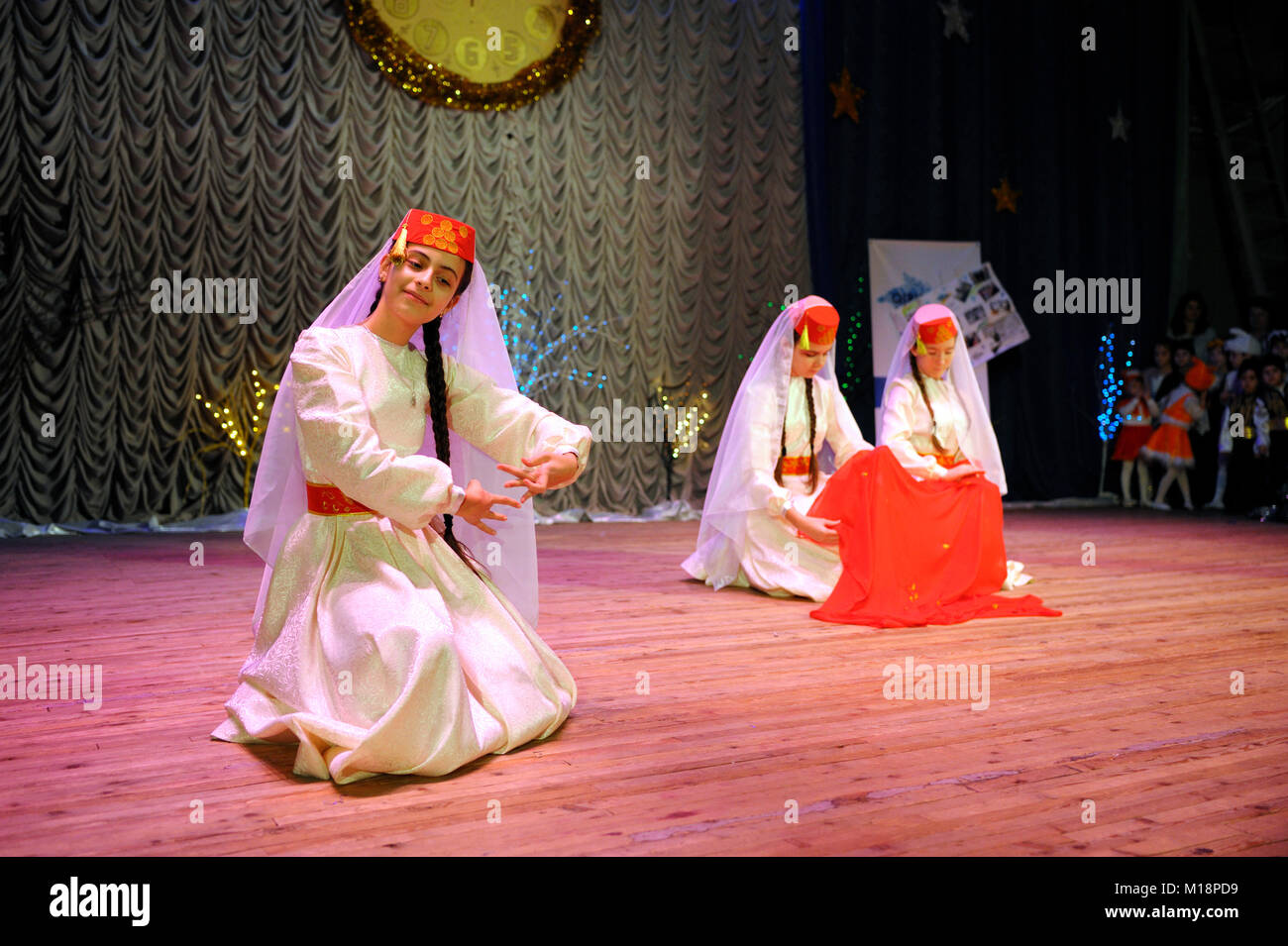 Crimean tatar children dancers in native dress performing native dance ...