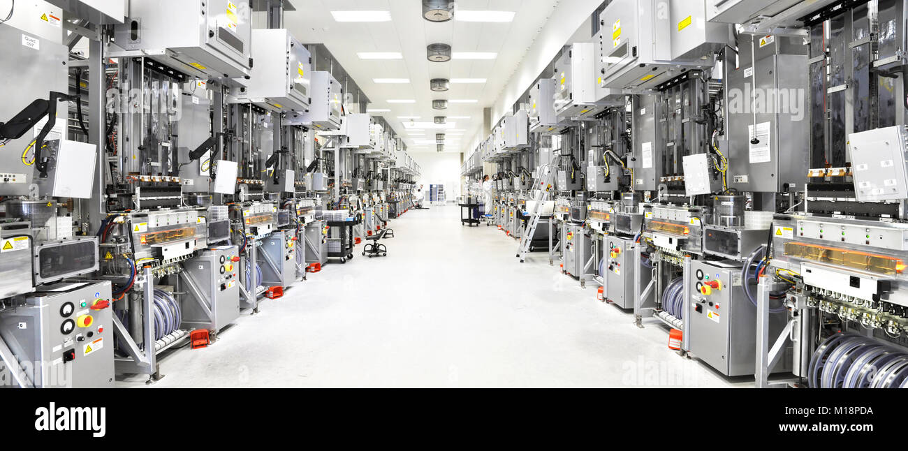 high tech factory - production of solar cells - machinery and interiors ...